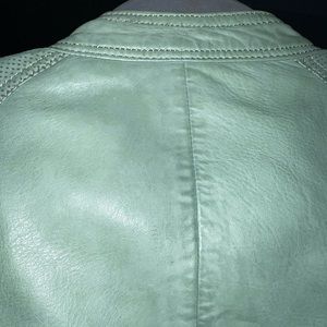 SAKI | Jackets & Coats | Saki Green Leather Jacket | Poshmark